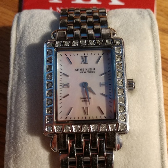 Anne Klein | Jewelry | 36 Diamonds In Bezel Swiss Movement Stainless ...